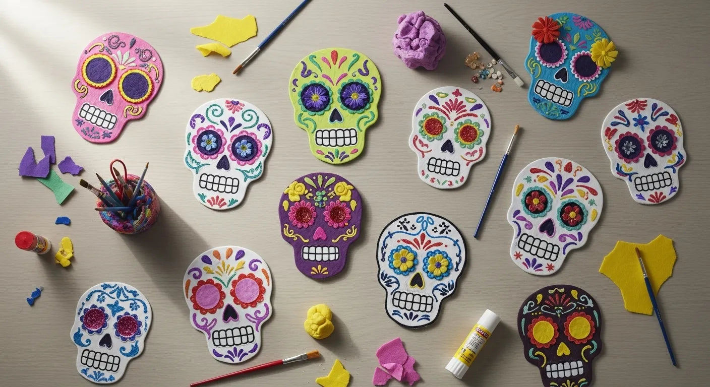 Colorful Sugar Skull Crafts for Kids: Día de los Muertos Fun | I'm the ...