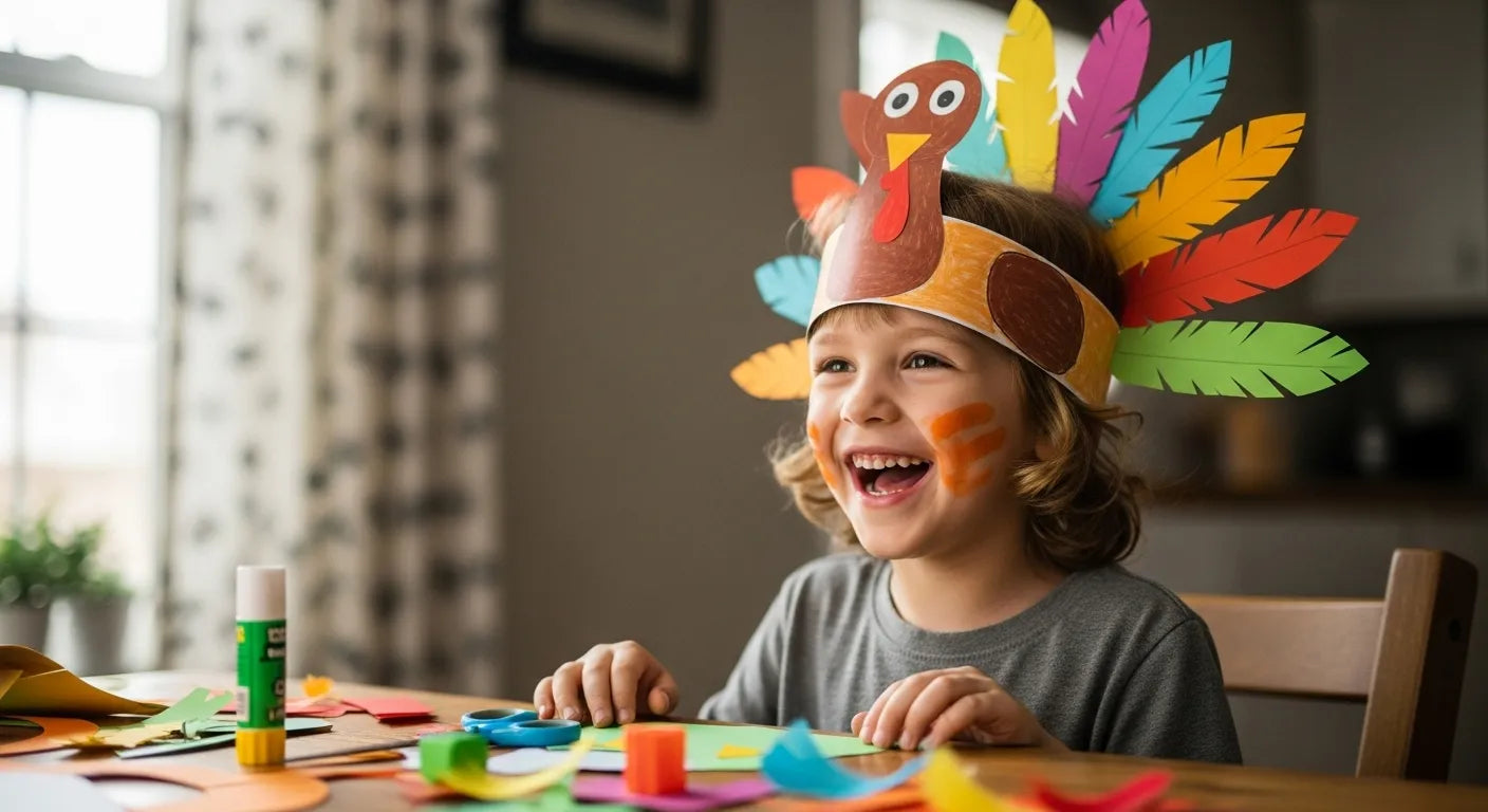 Gobble Up Fun: Easy Turkey Hat Craft for Kids | I'm the Chef Too