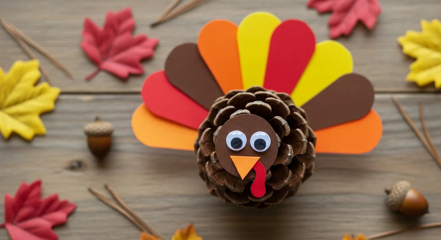 Pinecone Turkey Craft for Kids: Easy Thanksgiving Fun | I'm the Chef Too