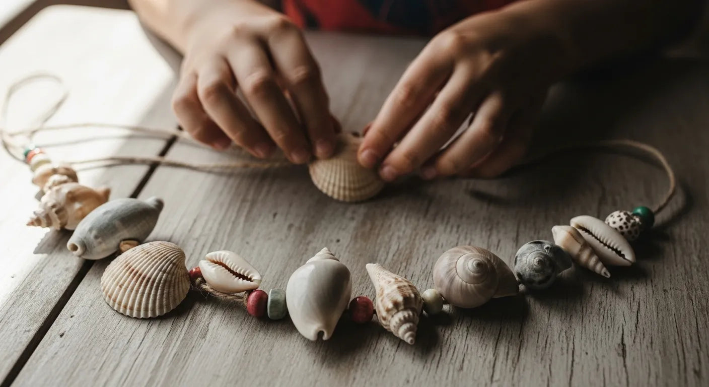 Seashell Necklace Craft for Kids: Ocean-Inspired Fun | I'm the Chef Too