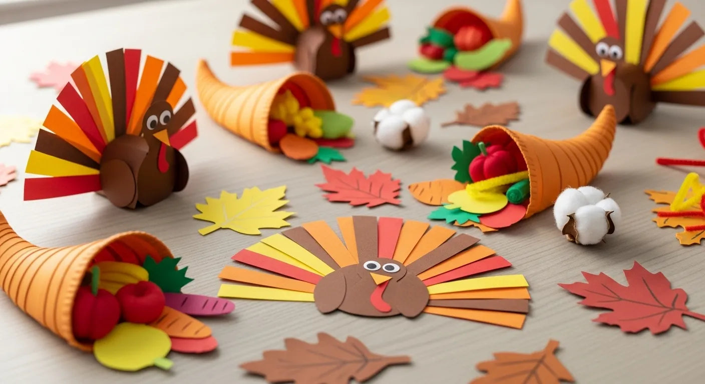 Colorful Construction Paper Thanksgiving Crafts for Kids | I'm the Chef Too