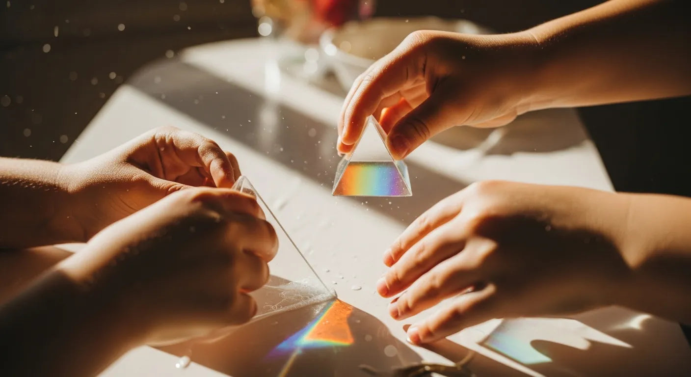 Colorful Light Play: Simple Prism Experiments for Kids | I'm the Chef Too
