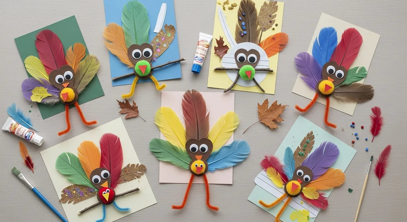 Colorful Turkey Feather Crafts for Kids | I'm the Chef Too