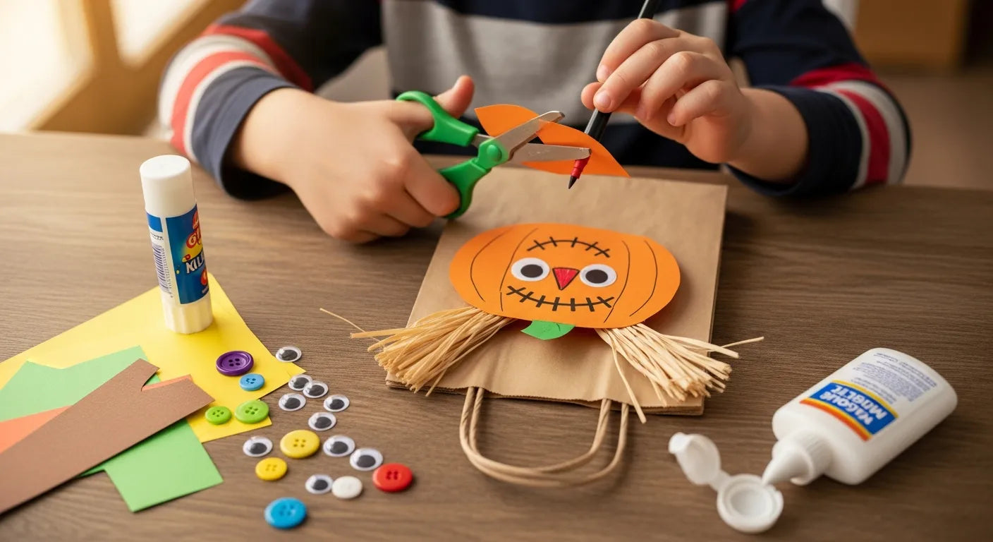 Crafting Joy: An Easy Paper Bag Scarecrow for Kids | I'm the Chef Too