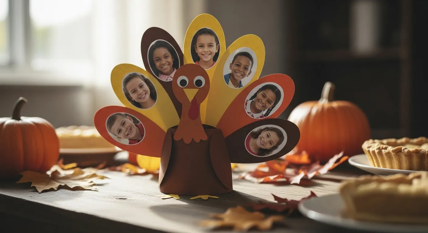 Personalize Thanksgiving: Turkey with Kids Face Craft | I'm the Chef Too