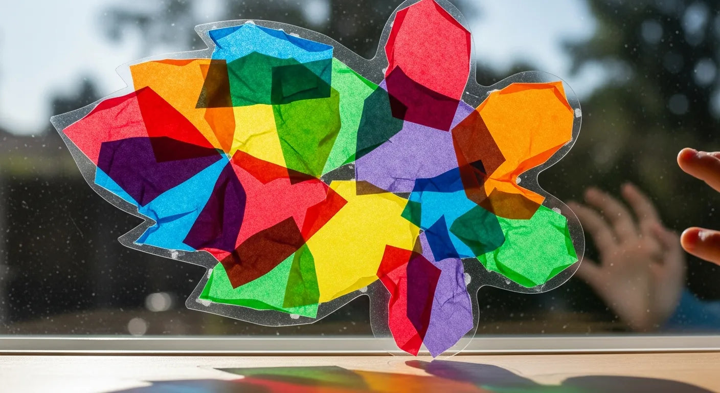 Vibrant Tissue Paper Stained Glass Craft for Kids | I'm the Chef Too